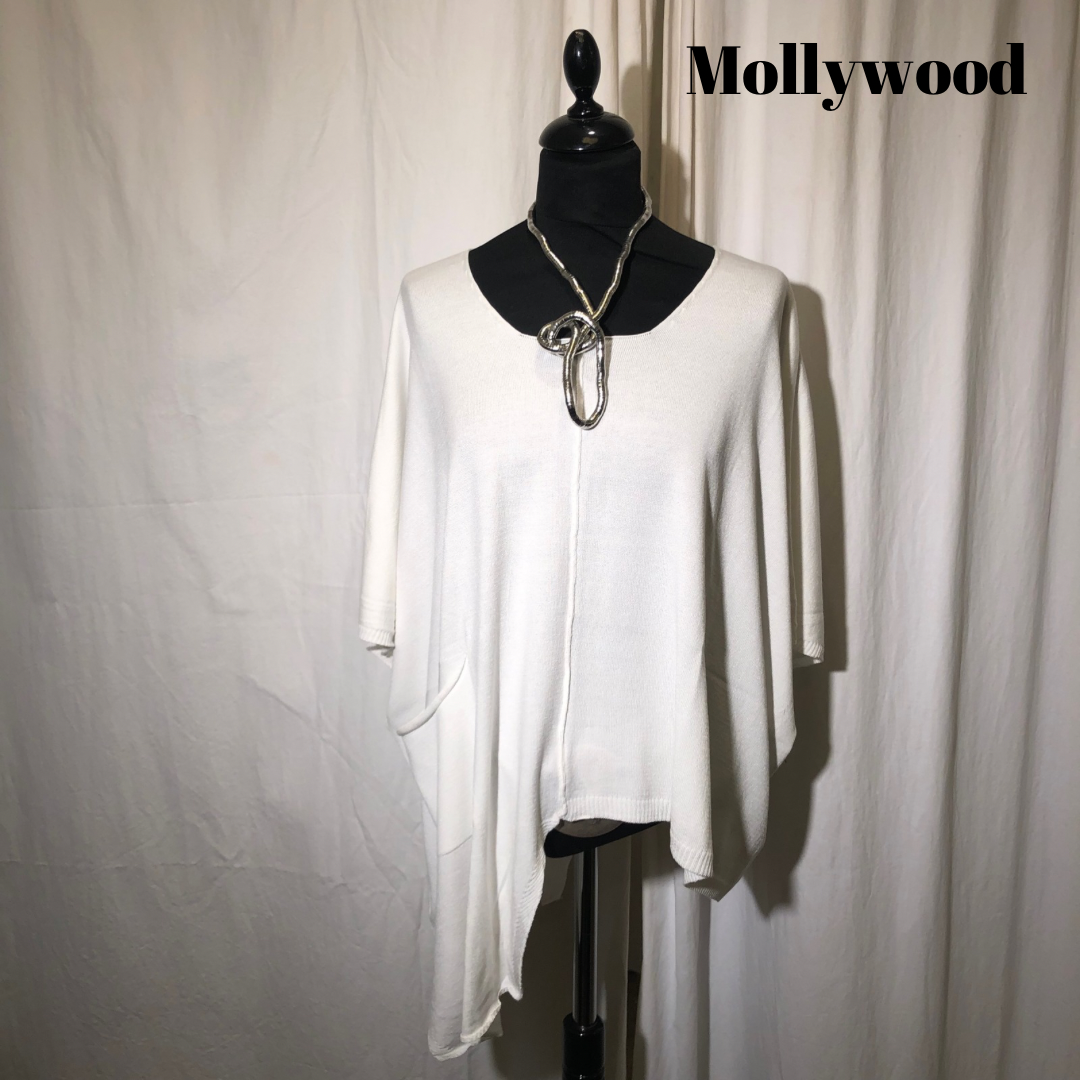 2025 Mollywood Design strik over-size Råhvid - Bluser - Stine & Ko